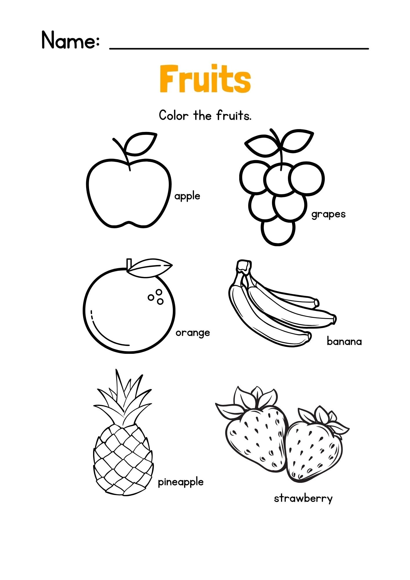 Fruit Coloring Worksheets for kids | Smart Kiddos