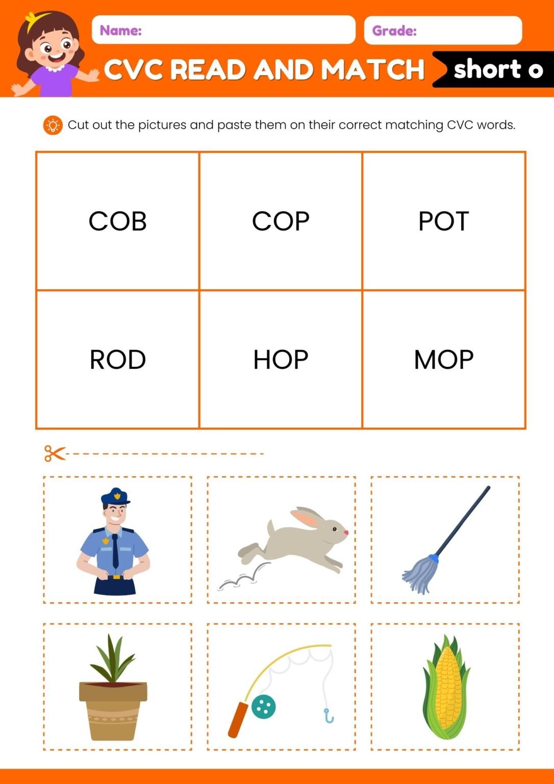🧩 CVC Read and Match Worksheet Activity for Kids (Free Printable)